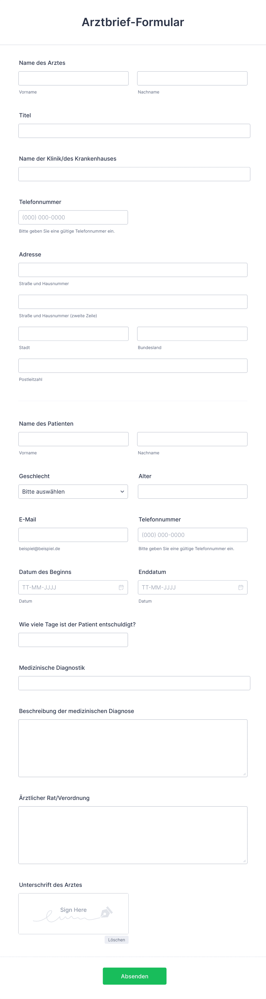 Arztbrief-Formular Formularvorlage | Jotform