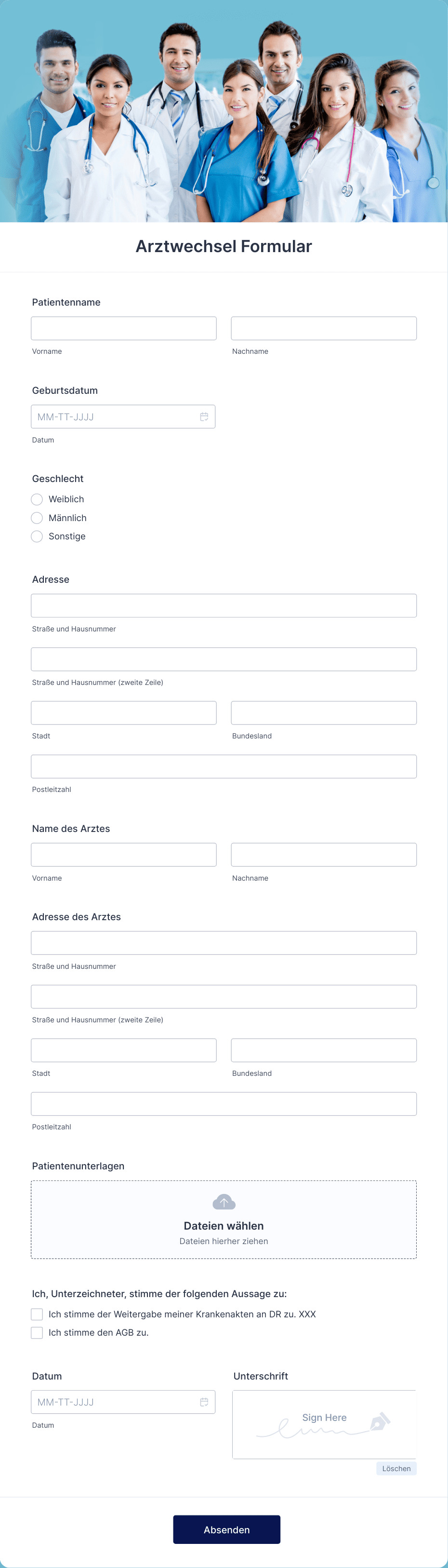Arztwechsel Formular Formularvorlage | Jotform