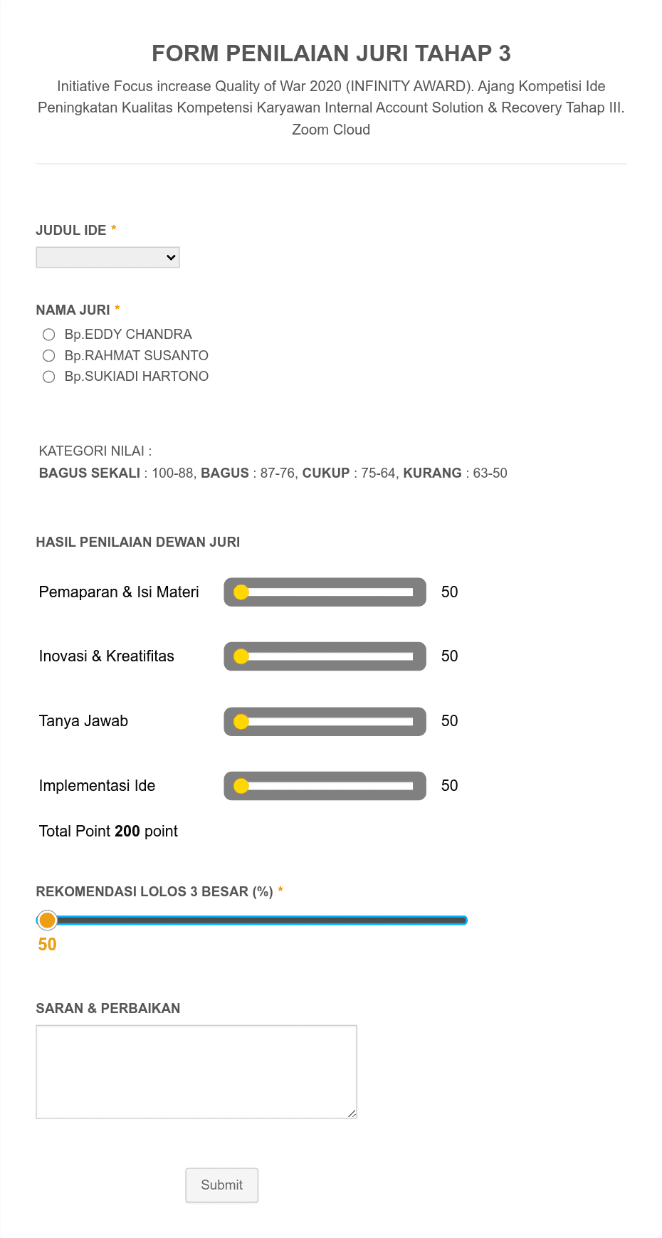 Asr - Form Penilaian Juri Tahap 3 Template Formulir | Jotform