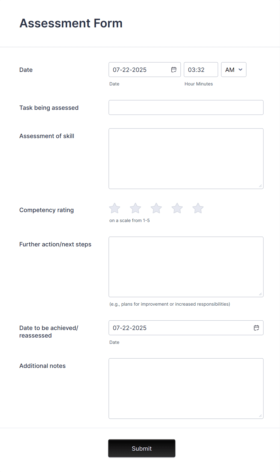 Assessment Form Template | Jotform