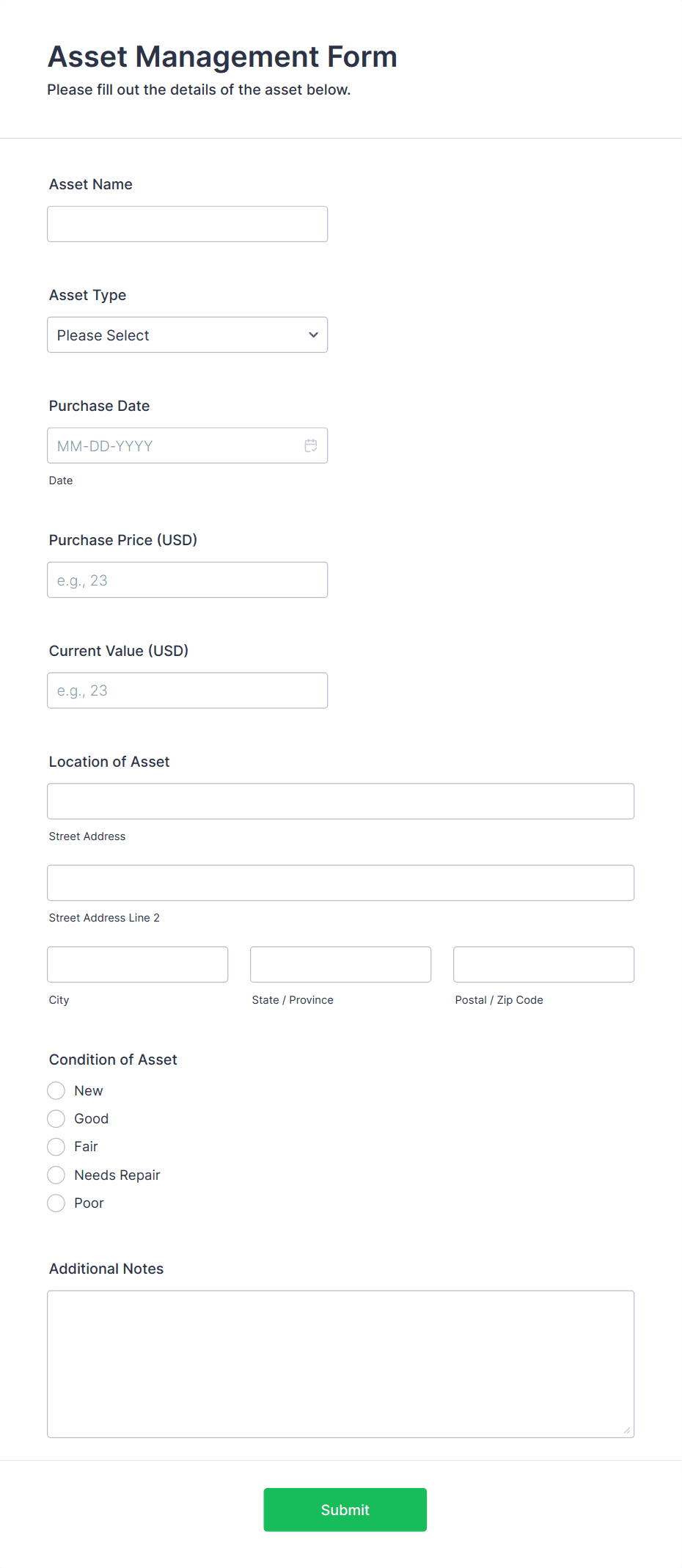 Asset Management Form Template | Jotform