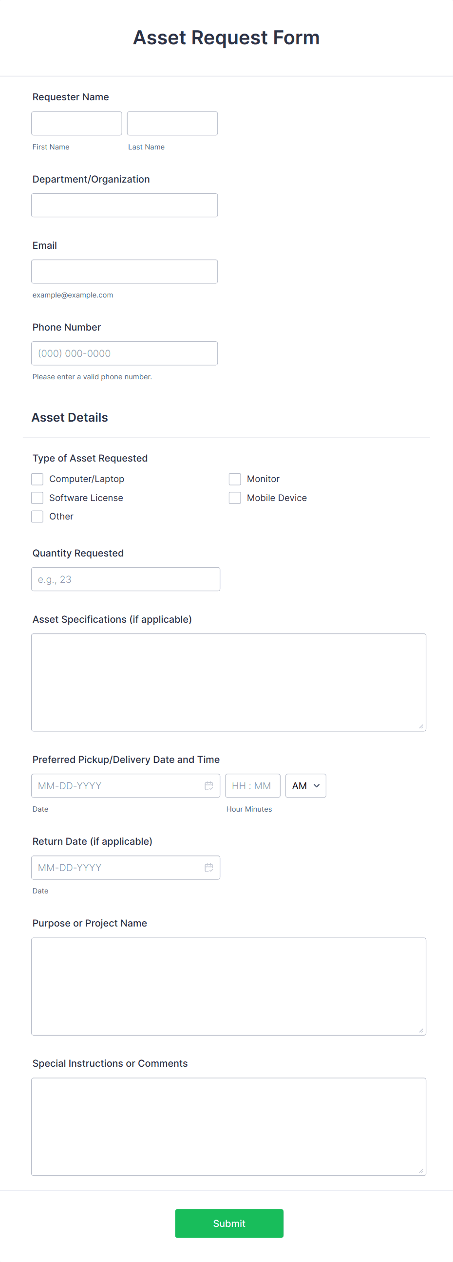 Asset Request Form Template | Jotform