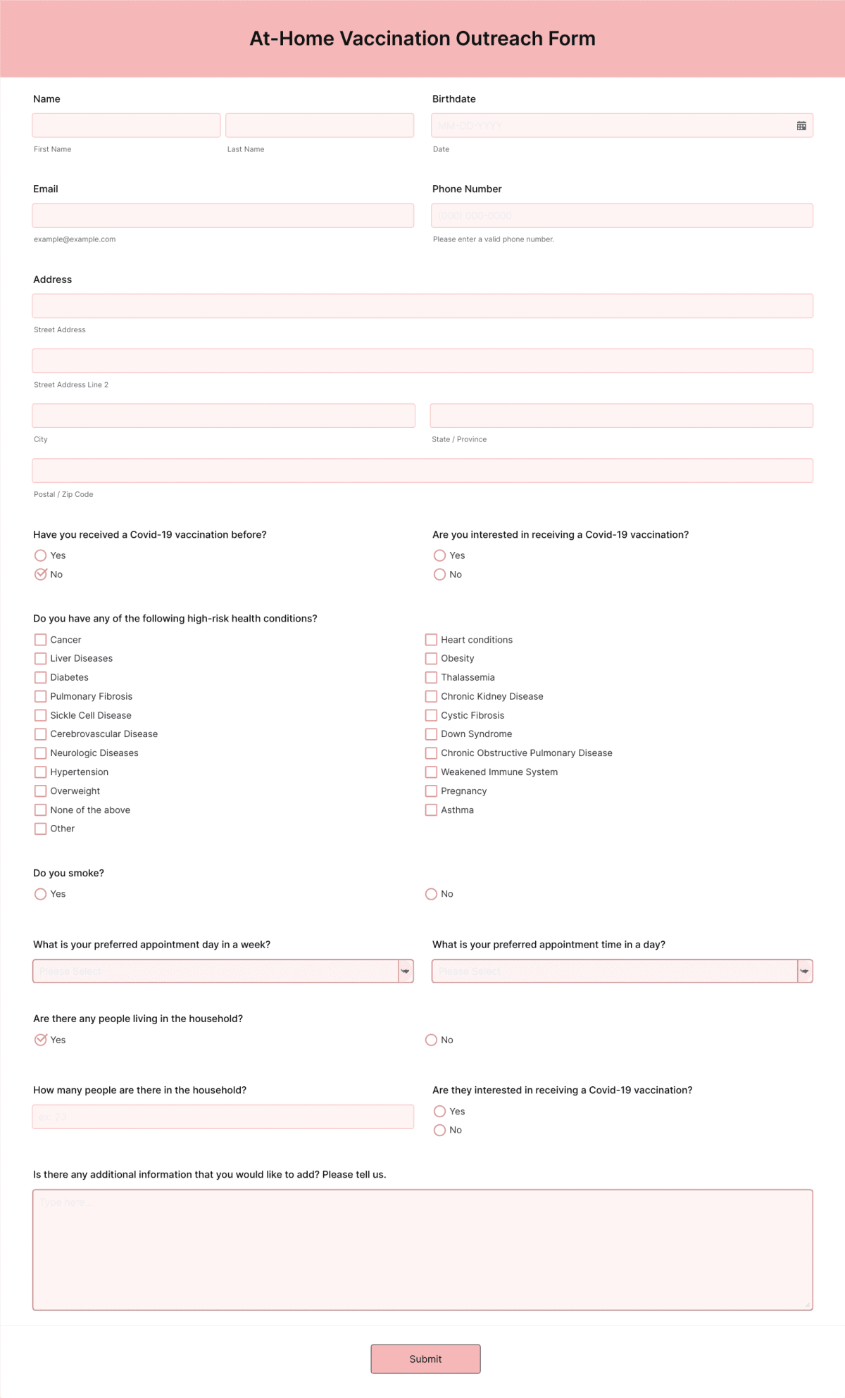 At-Home Vaccination Outreach Form Template | Jotform