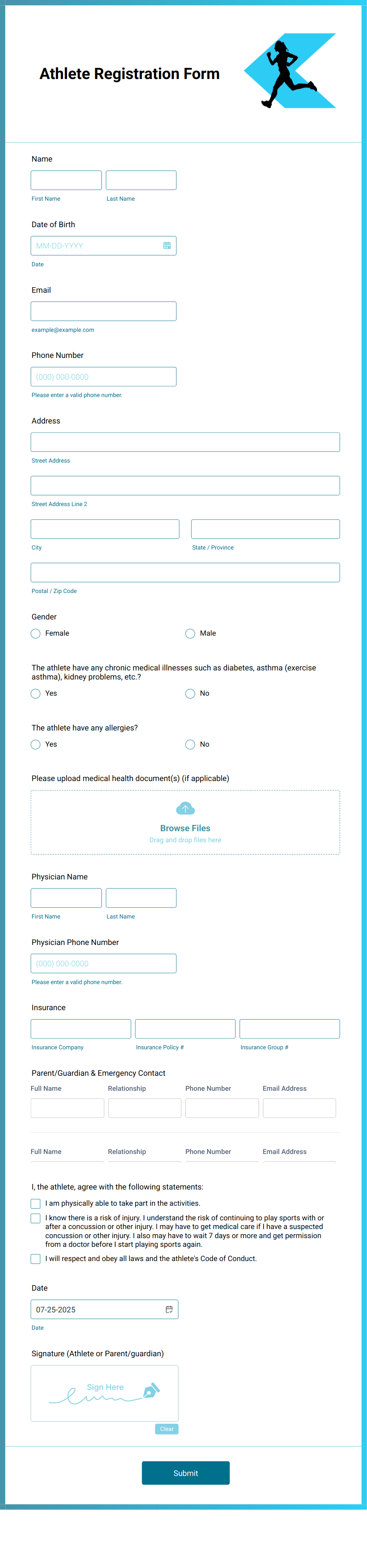 Athlete Registration Form Template | Jotform