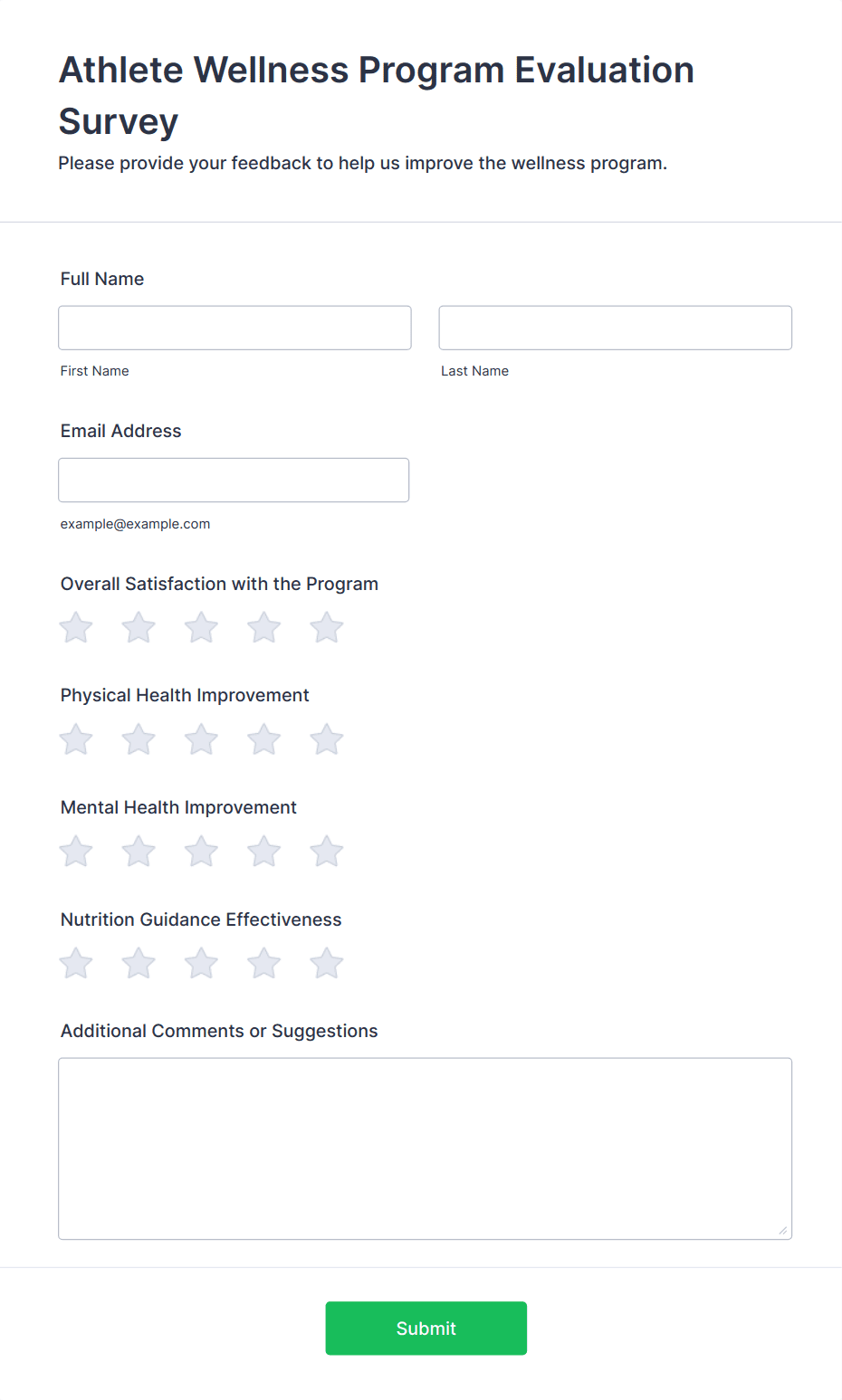 Athlete Wellness Program Evaluation Survey Form Template | Jotform