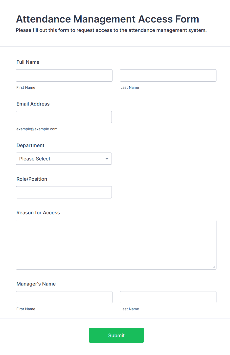 Attendance Management Access Form Template | Jotform