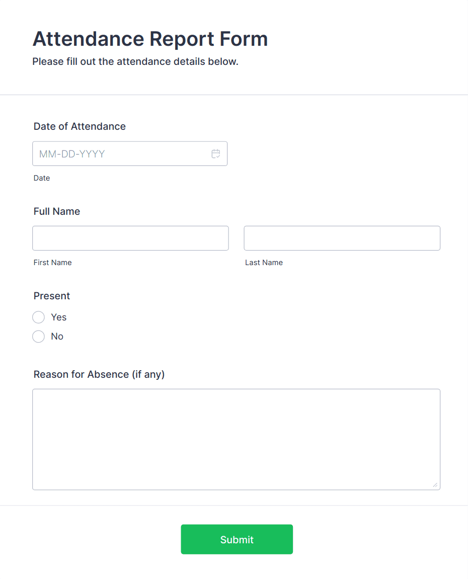 Attendance Report Form Template | Jotform