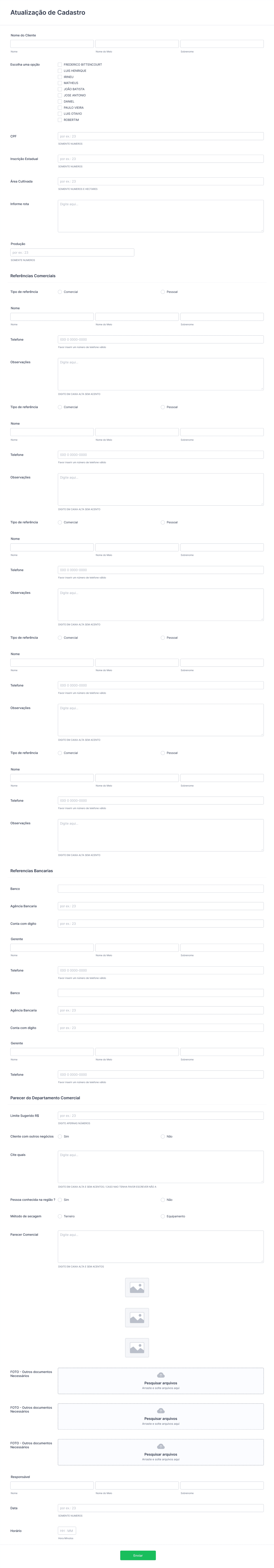 Atualização de Cadastro Central Campo Modelo de Formulário | Jotform