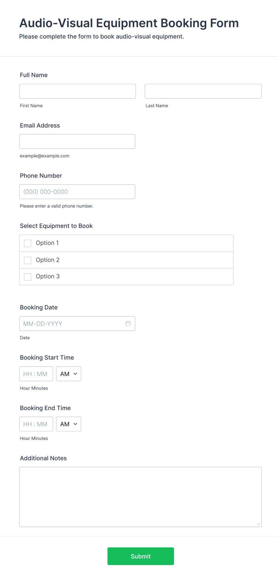 Audio-Visual Equipment Booking Form Template | Jotform