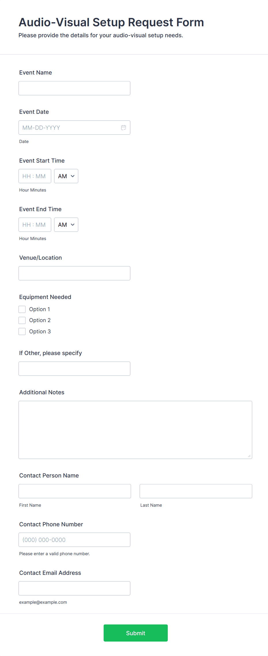 Audio-Visual Setup Request Form Template | Jotform