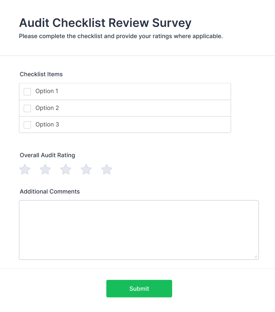 Audit Checklist Review Survey Form Template | Jotform