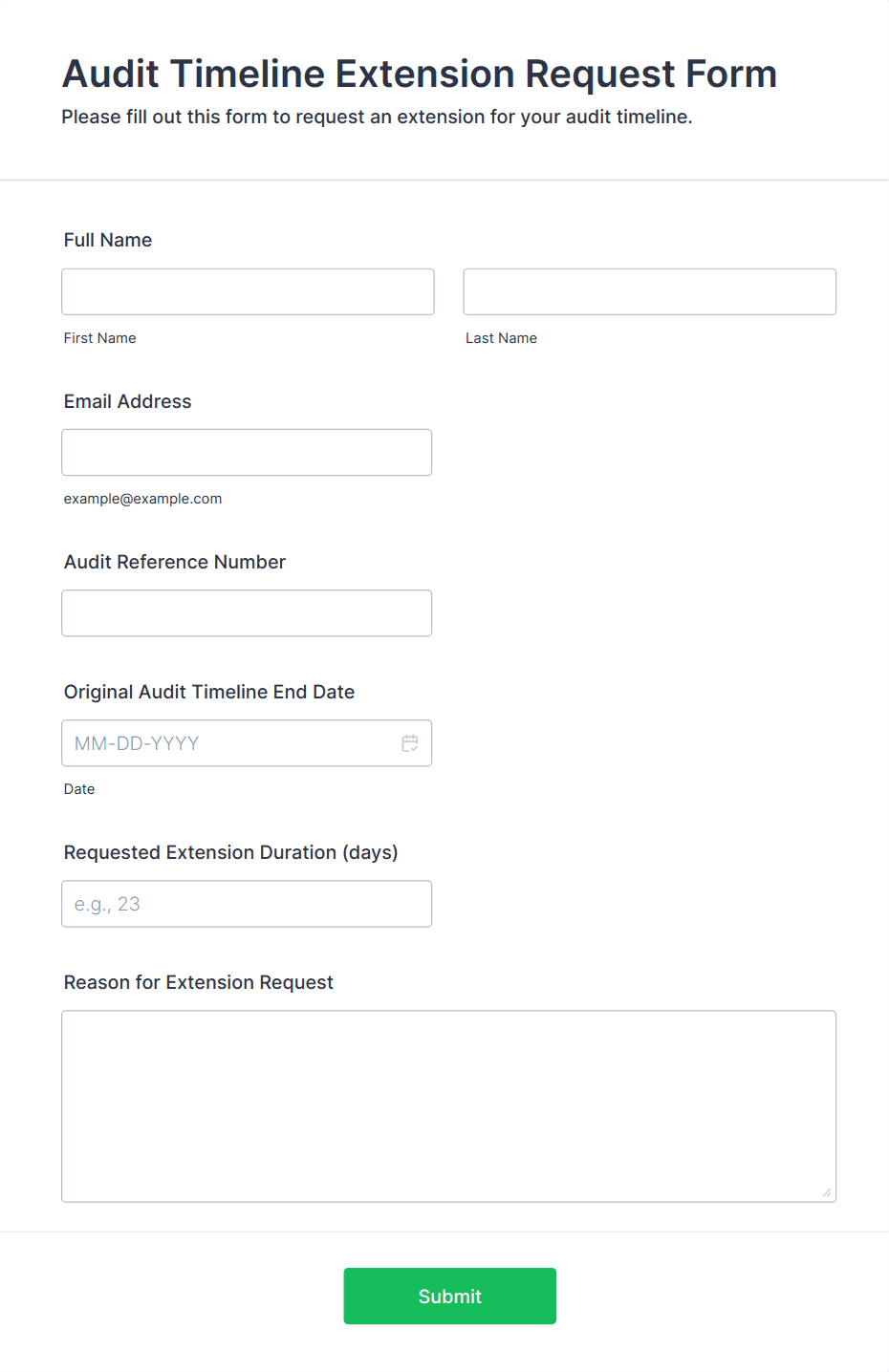 Audit Timeline Extension Request Form Template | Jotform