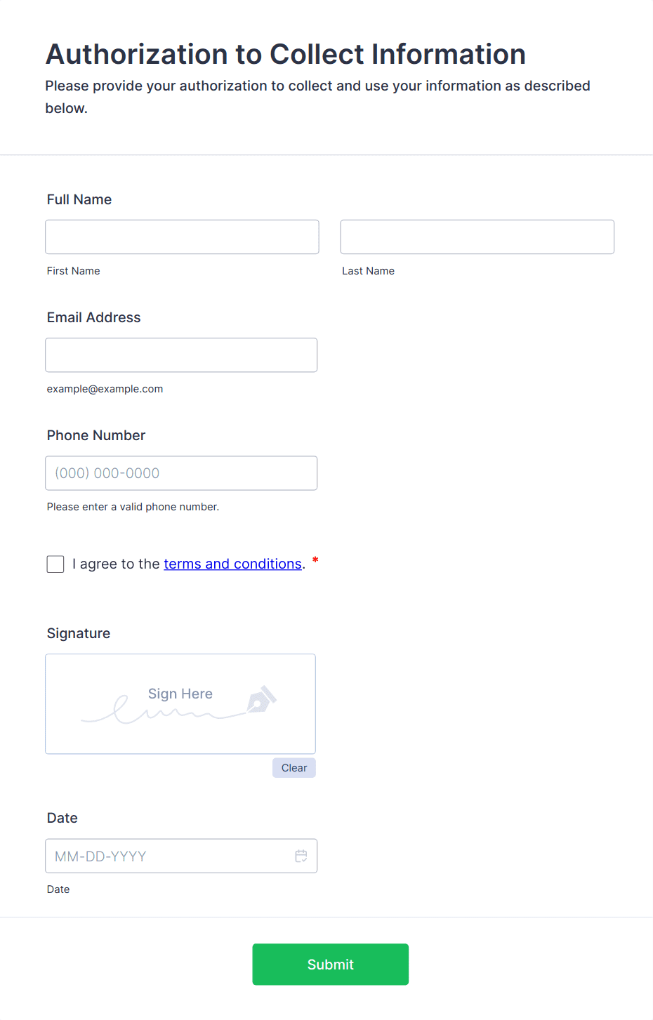 Authorization to Collect Information Form Template | Jotform