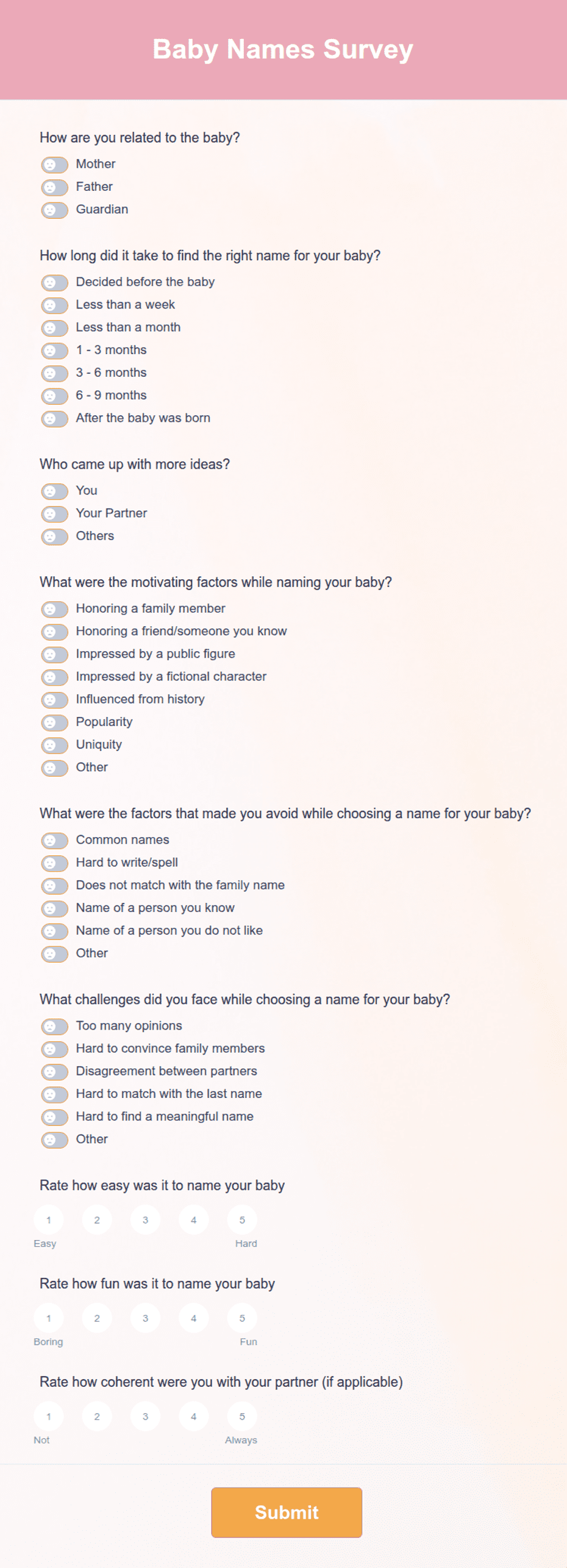 Baby Names Survey Form Template | Jotform