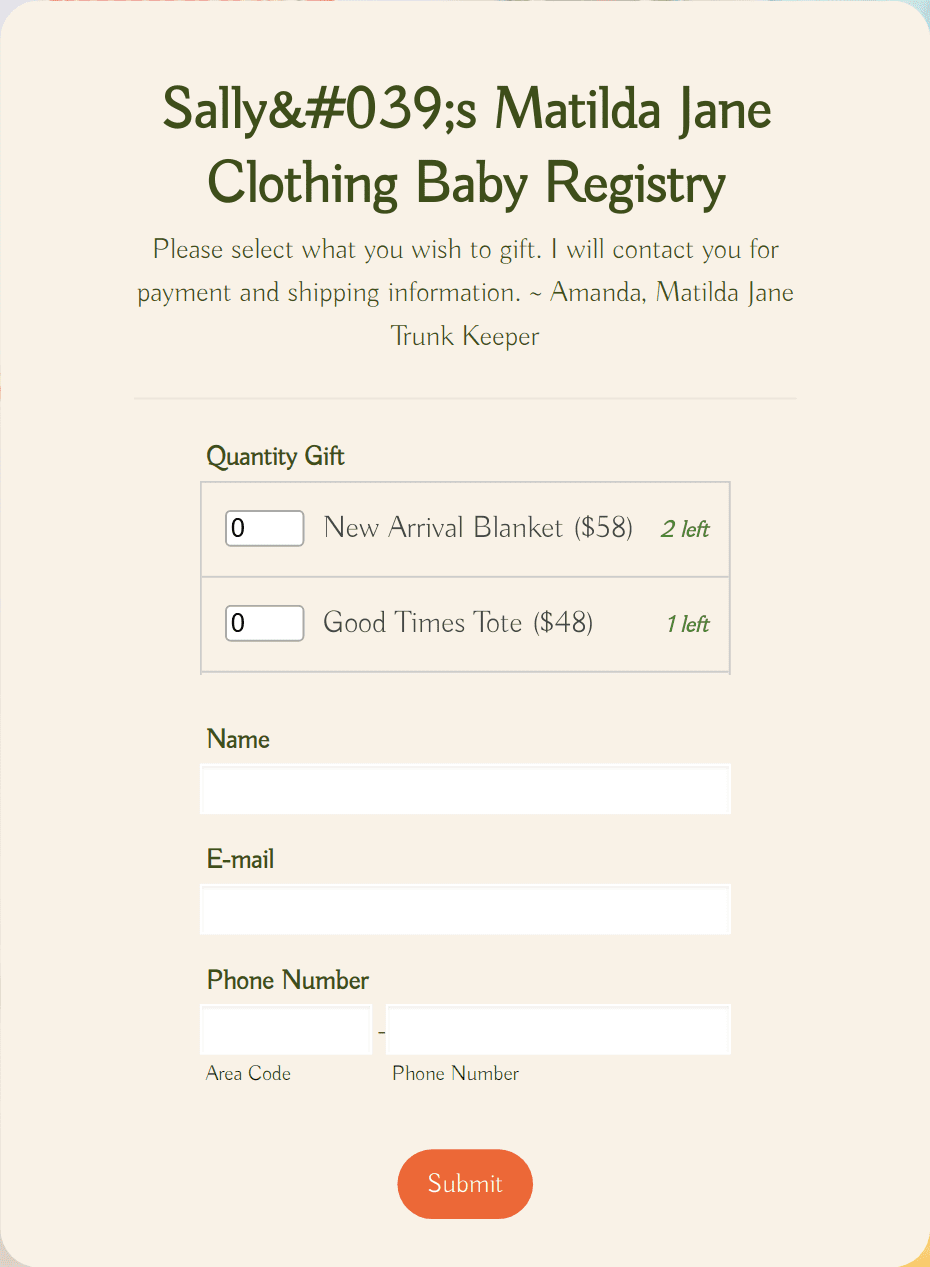Baby Registry Form Template | Jotform