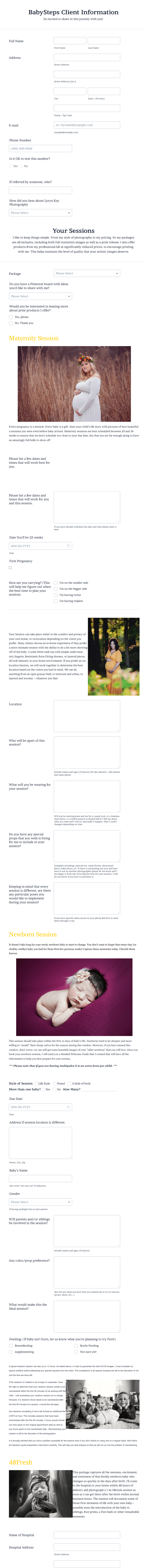 BabySteps Photography Form Template | Jotform