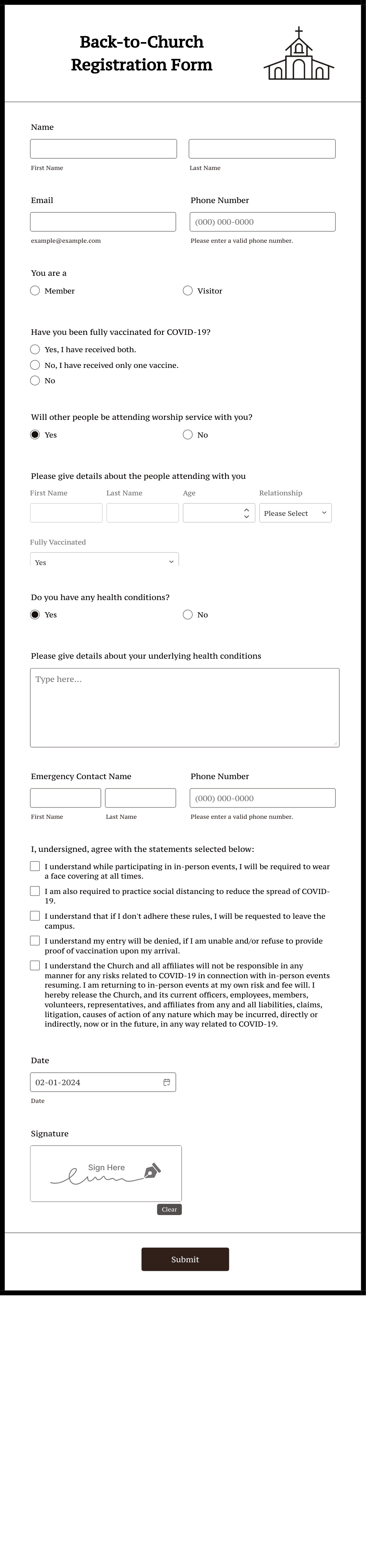 Back-to-Church Registration Form Template | Jotform