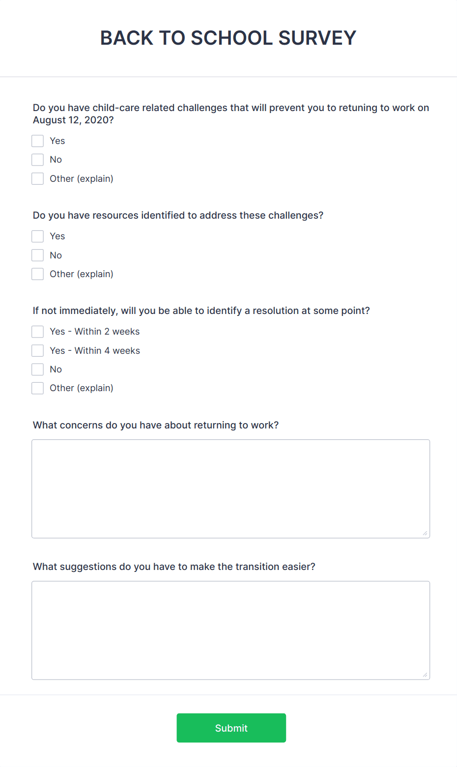 Back to School Survey Form Template | Jotform