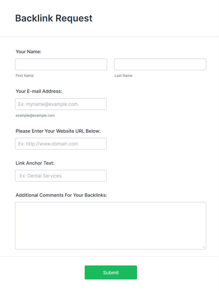 Backlink Request Form Template | Jotform