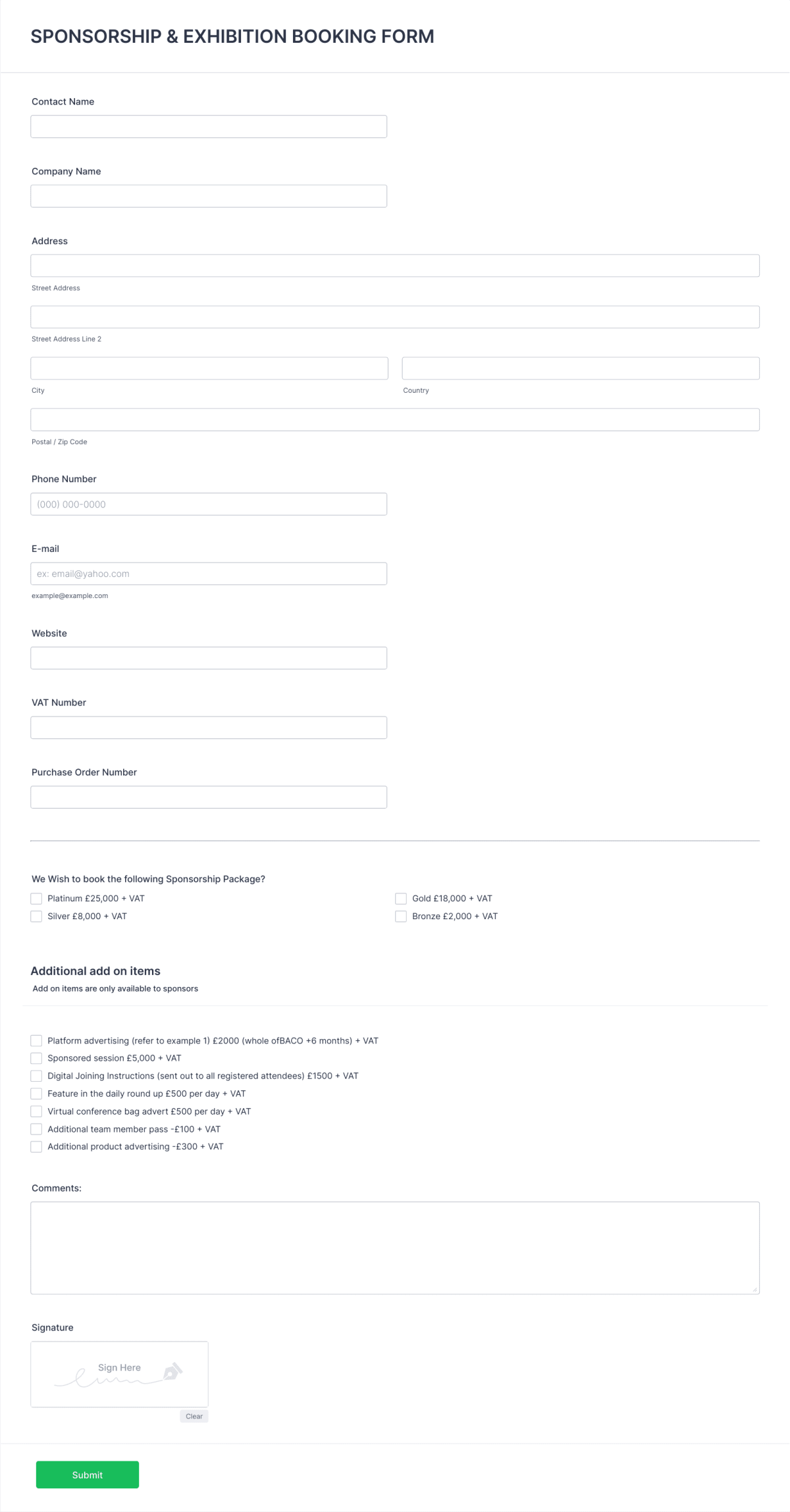 BACO Form Template | Jotform
