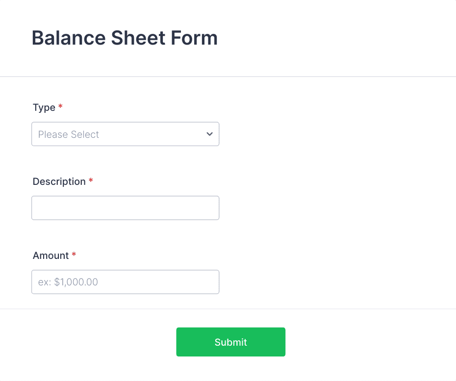 Balance Sheet Form Template | Jotform