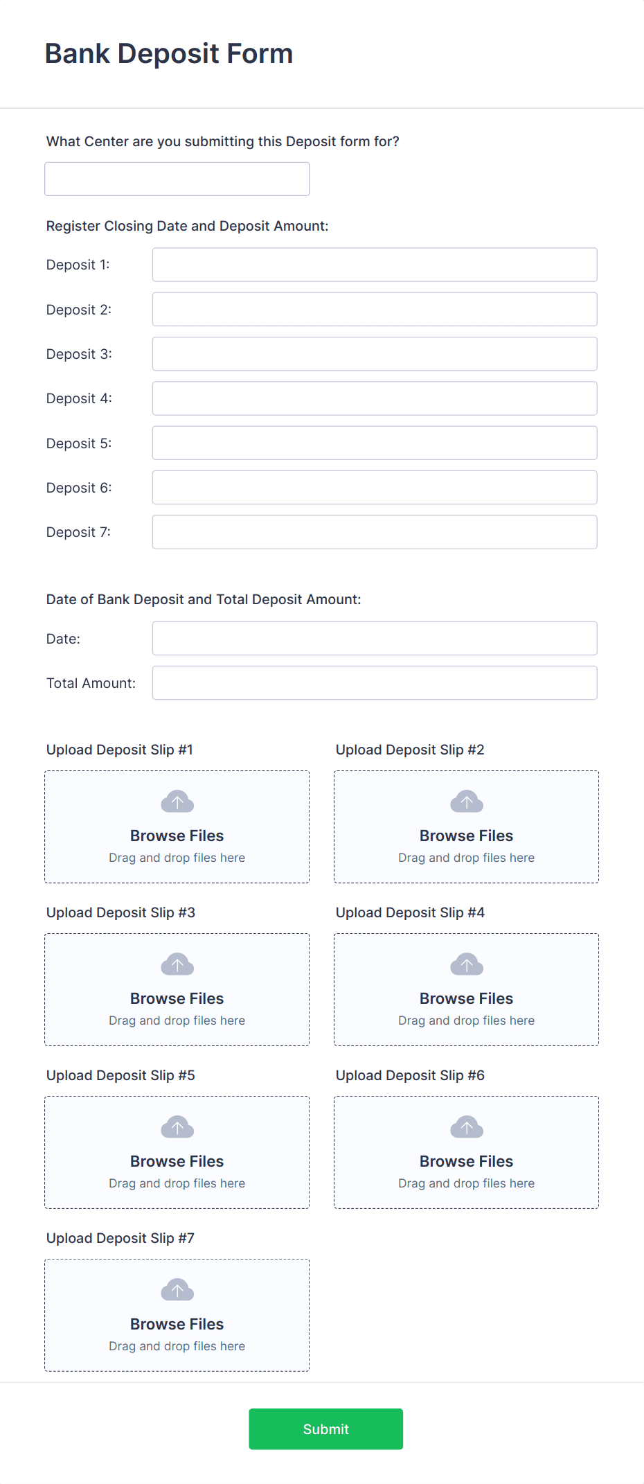 Bank Deposit Form Template | Jotform