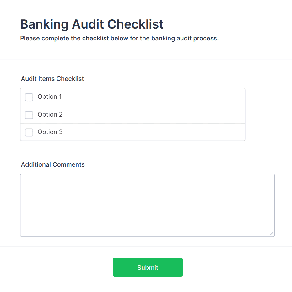 Banking Audit Checklist Form Template | Jotform