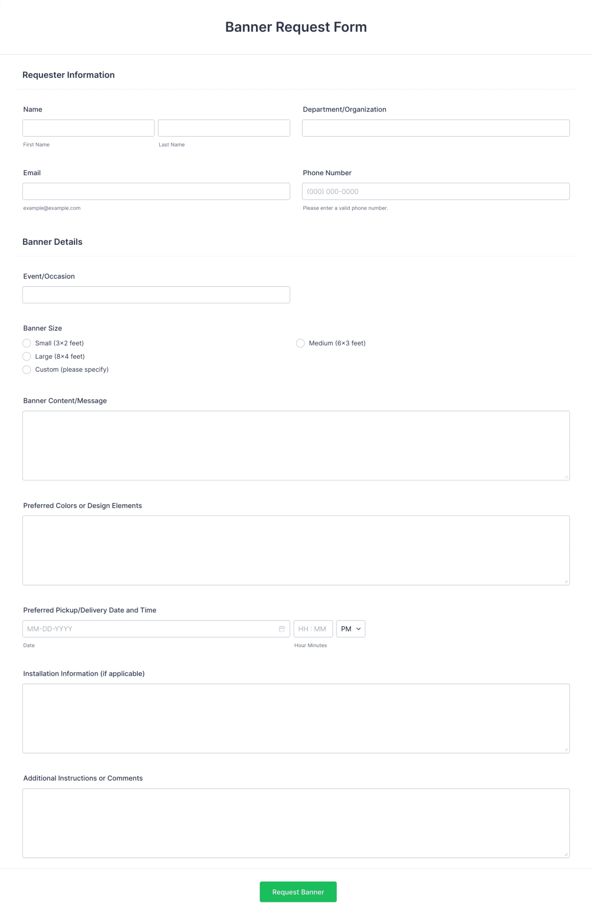 Banner Request Form Template | Jotform