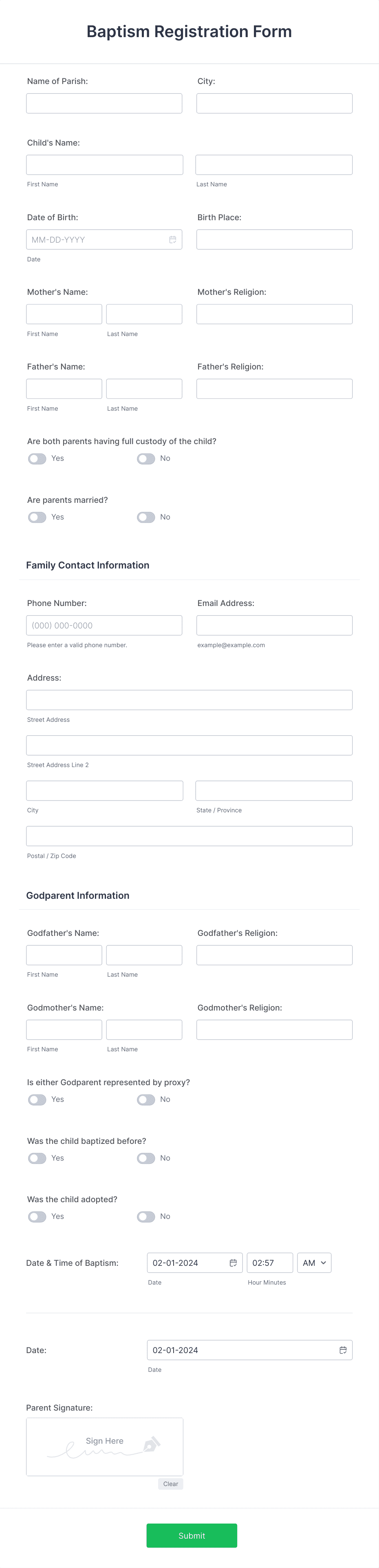 Baptism Registration Form Template | Jotform