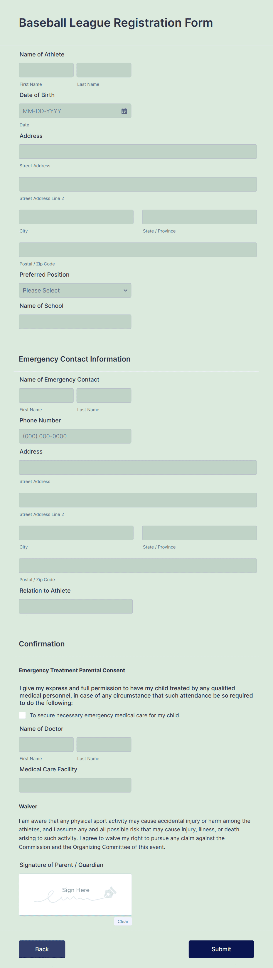 Baseball League Registration Form Template | Jotform