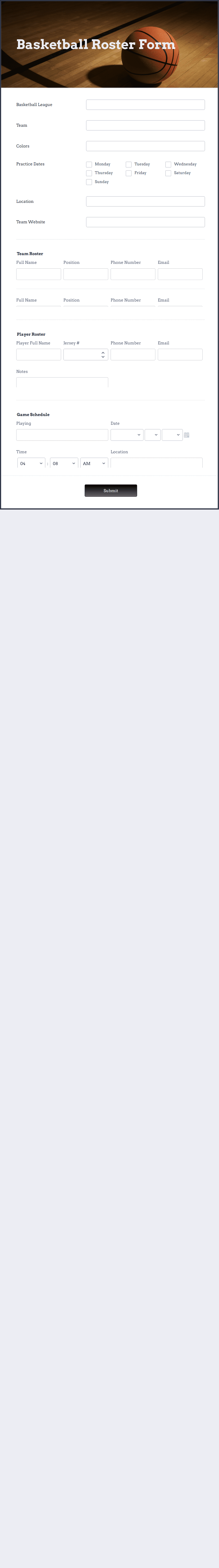 Basketball Roster Form Template | Jotform