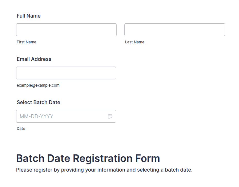 Batch Date Registration Form Template | Jotform