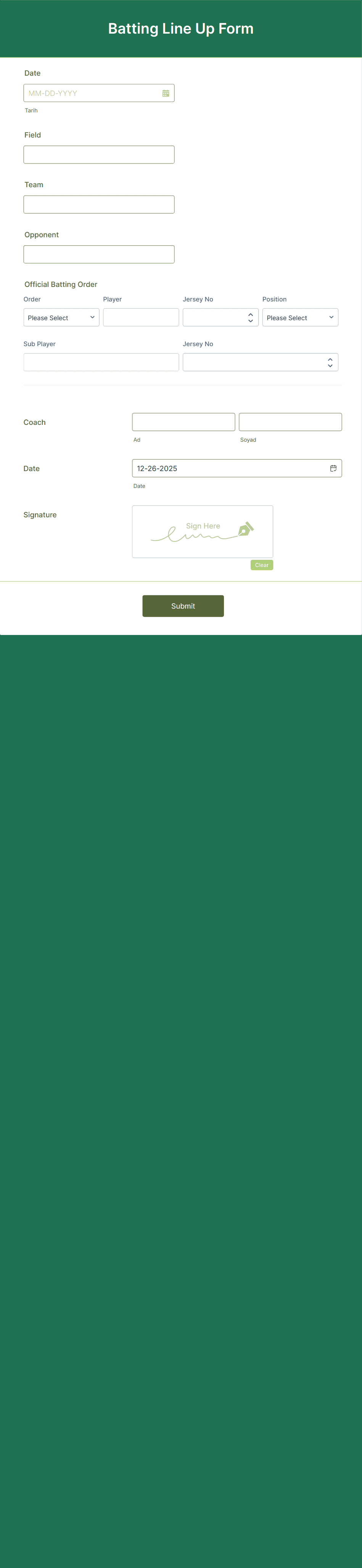 Batting Line Up Form Template | Jotform