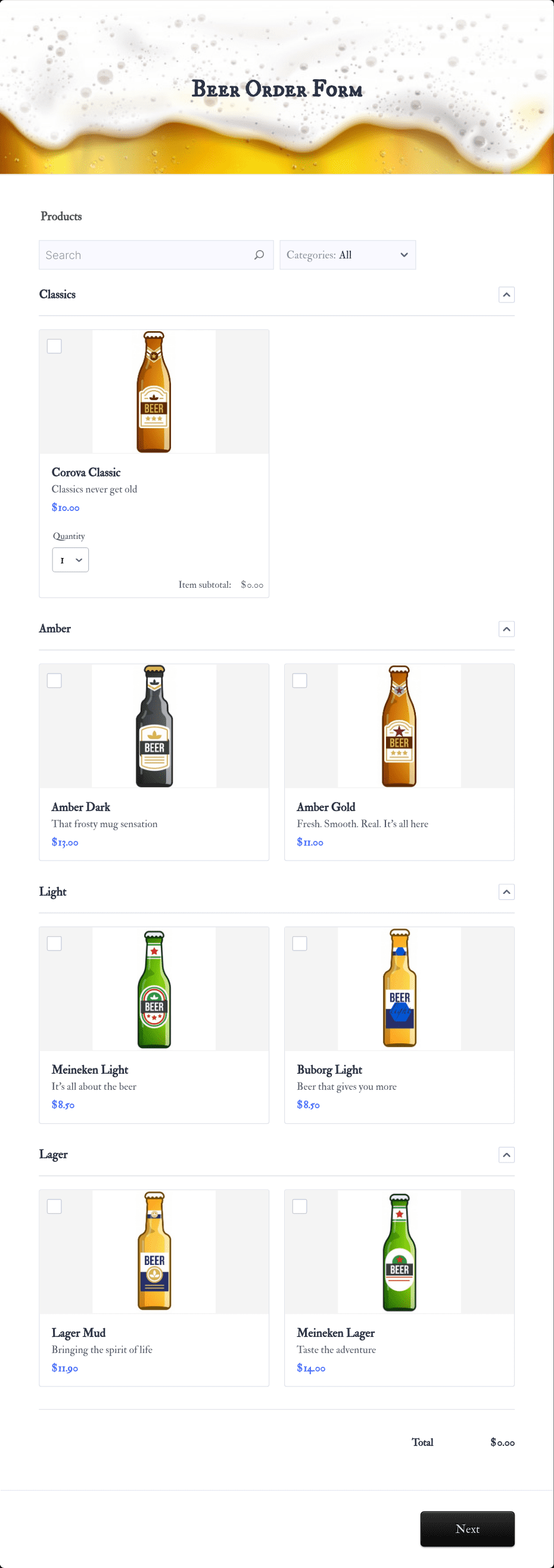 Beer Order Form Template | Jotform