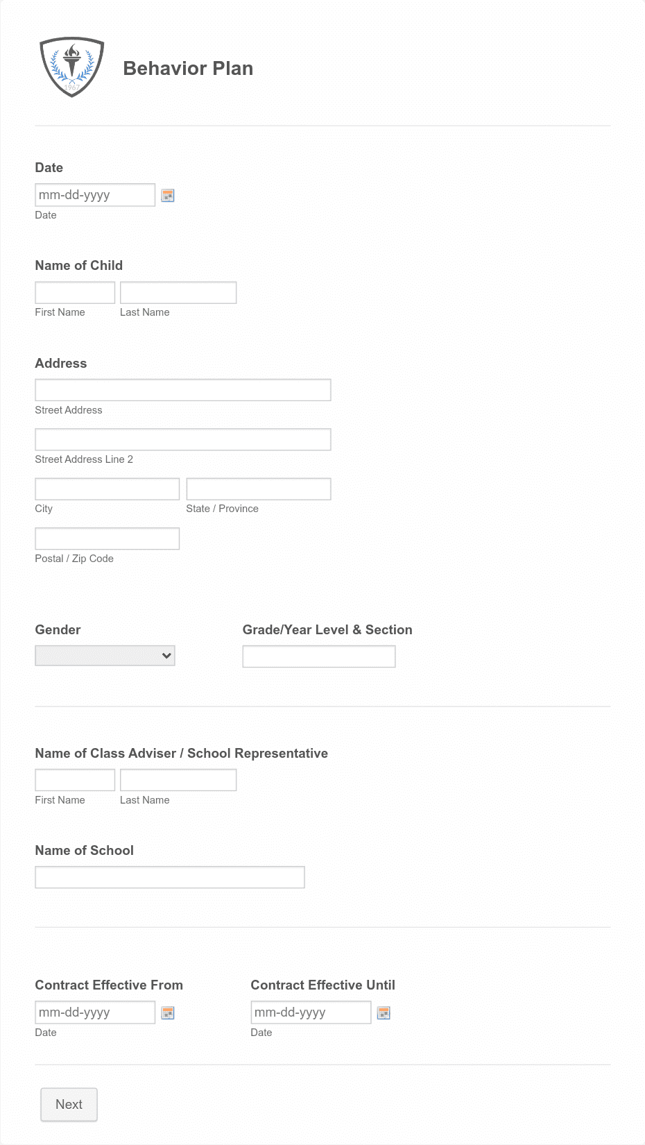 Behavior Plan Template Form Template | Jotform