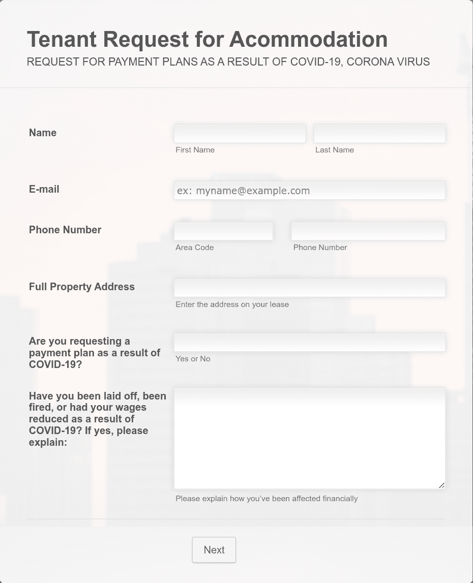 Tenant Request For Accommodations, Covid-19 Form Template | Jotform