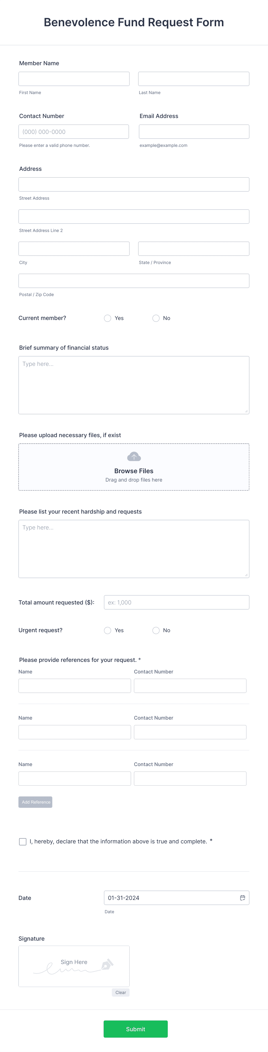 Benevolence Fund Request Form Template | Jotform