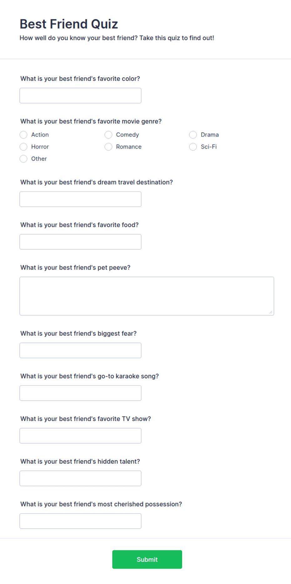 Best Friend Quiz Form Template | Jotform