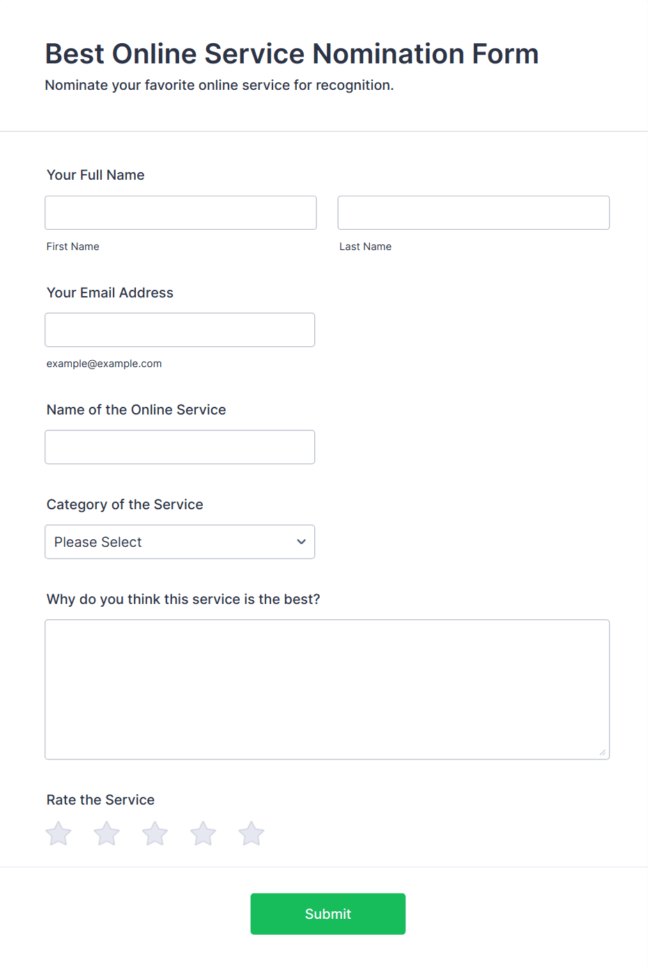 Best Online Service Nomination Form Template | Jotform