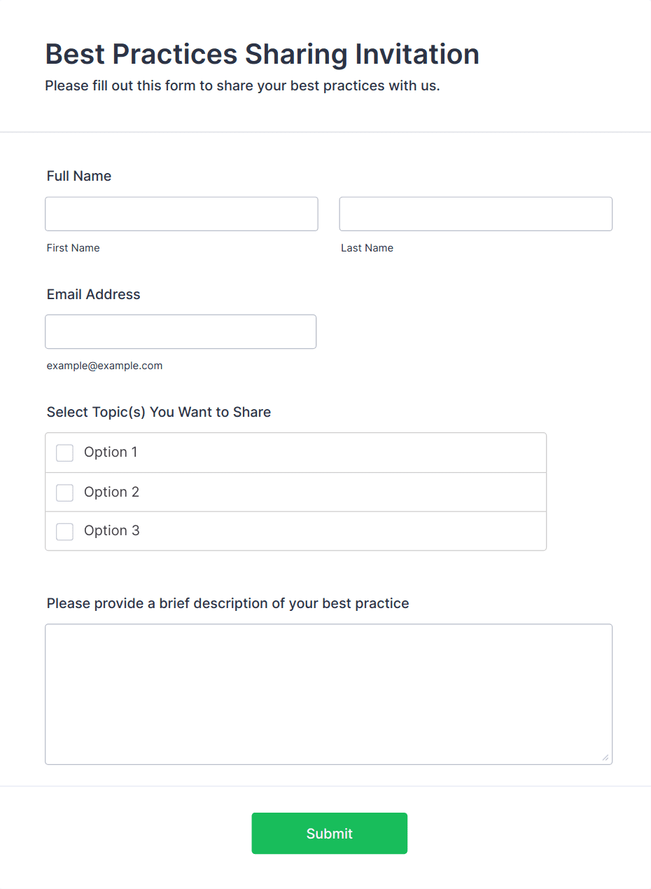 Best Practices Sharing Invitation Form Template | Jotform