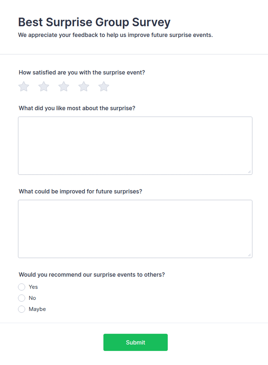 Best Surprise Group Survey Form Template | Jotform