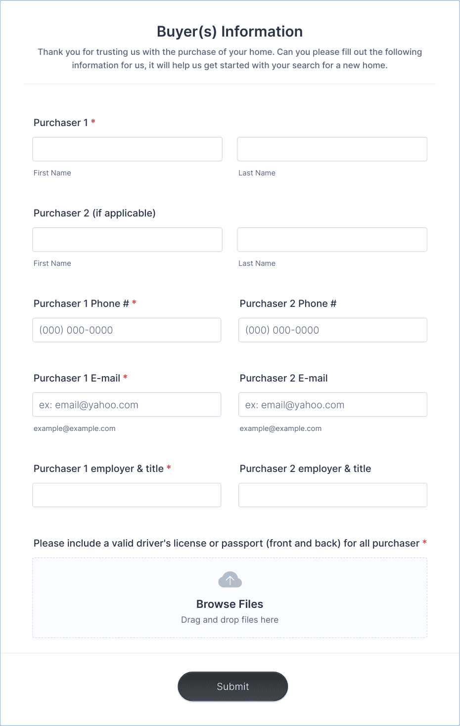 BHHS Generic: Buyer(s) Information Form Template | Jotform