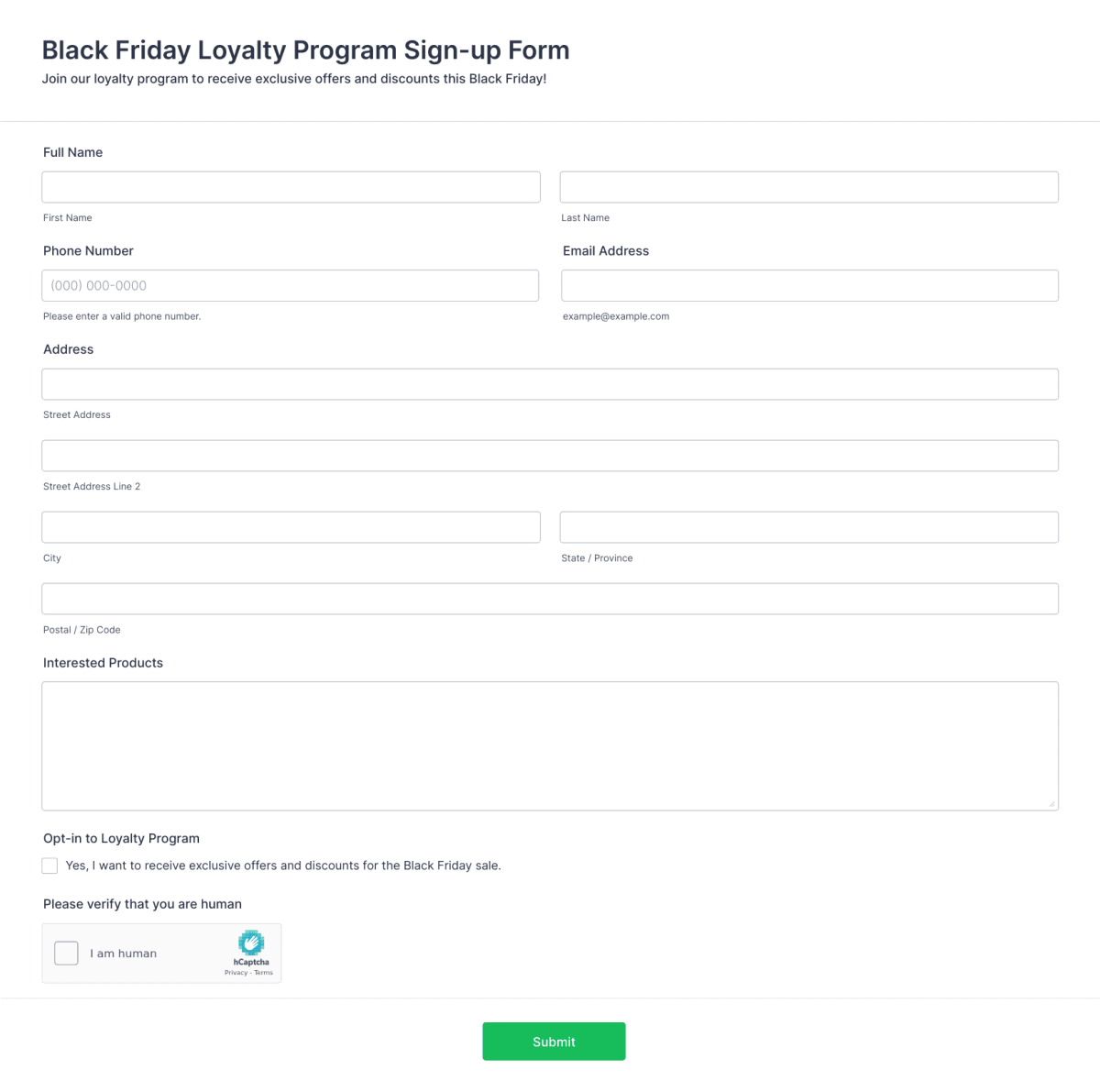 Black Friday Loyalty Program Sign-up Form Template | Jotform