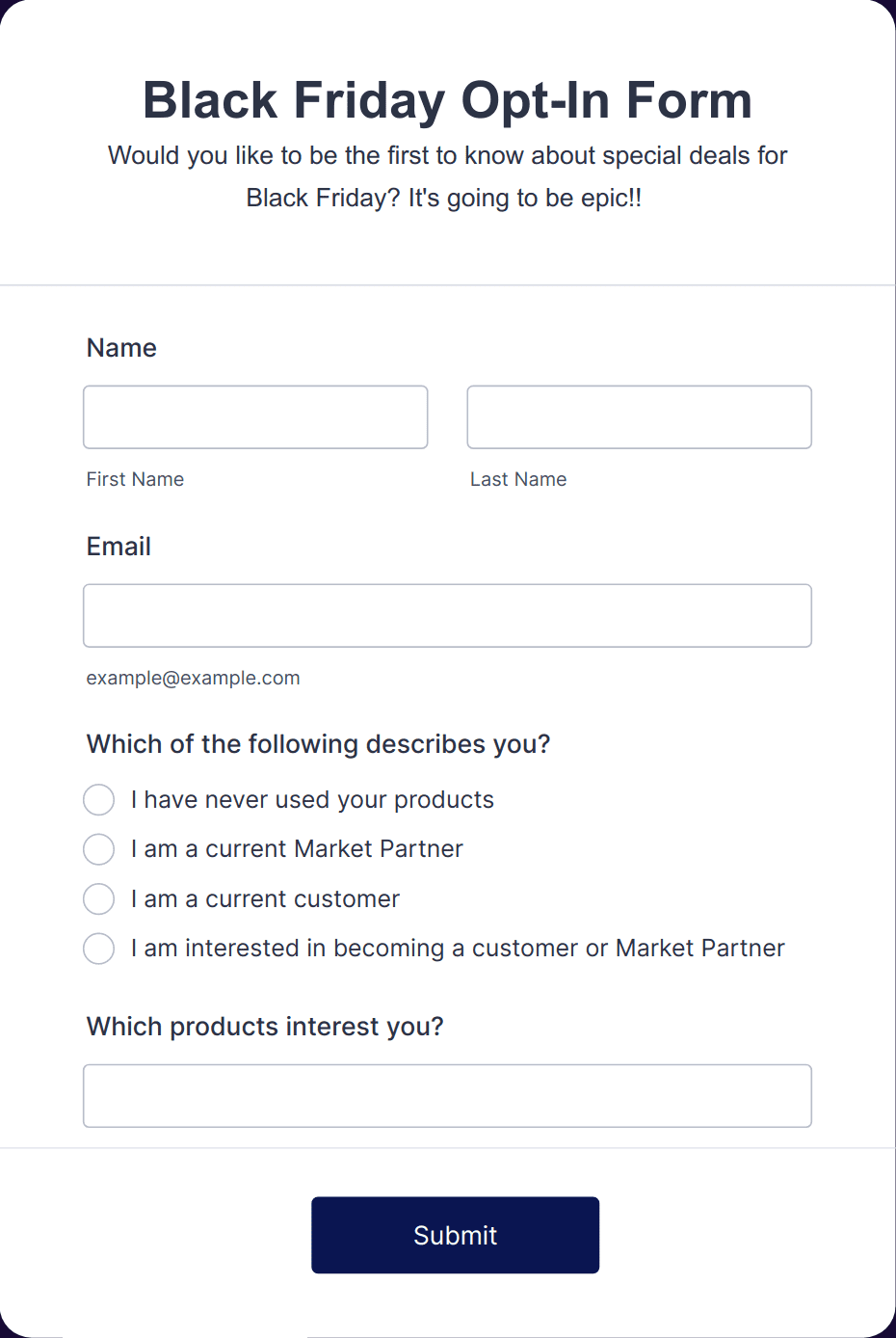 Black Friday Opt-In Form Template | Jotform