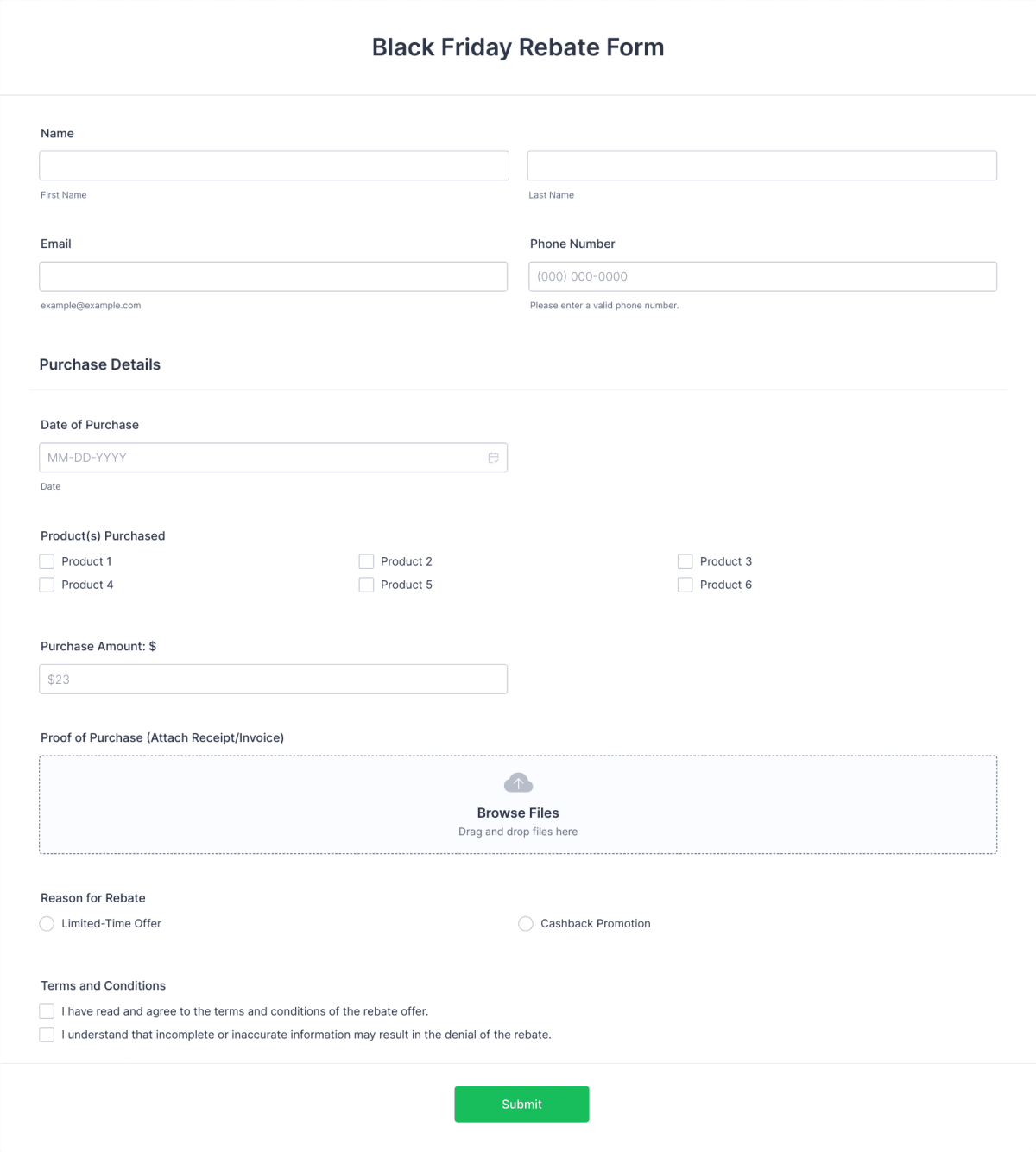 Black Friday Rebate Form Template | Jotform