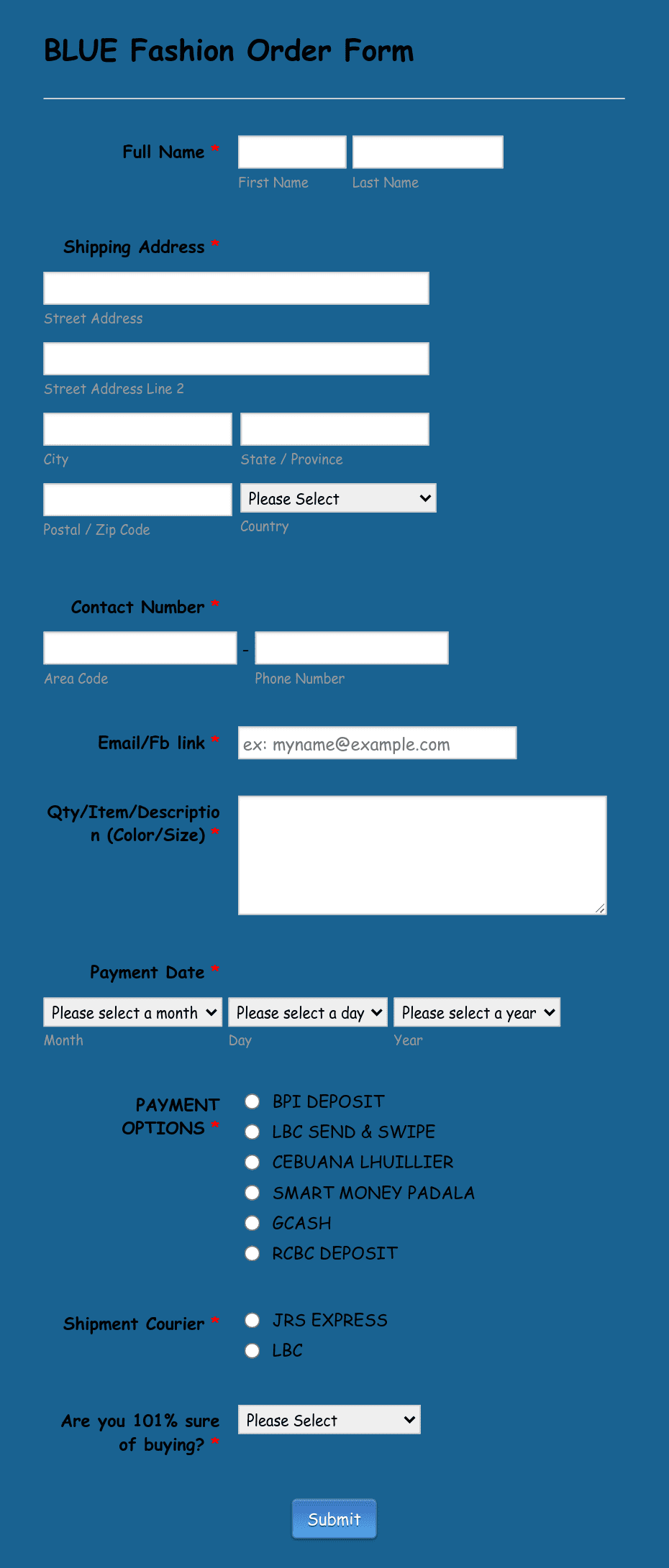 Fashion Order Form Template | Jotform