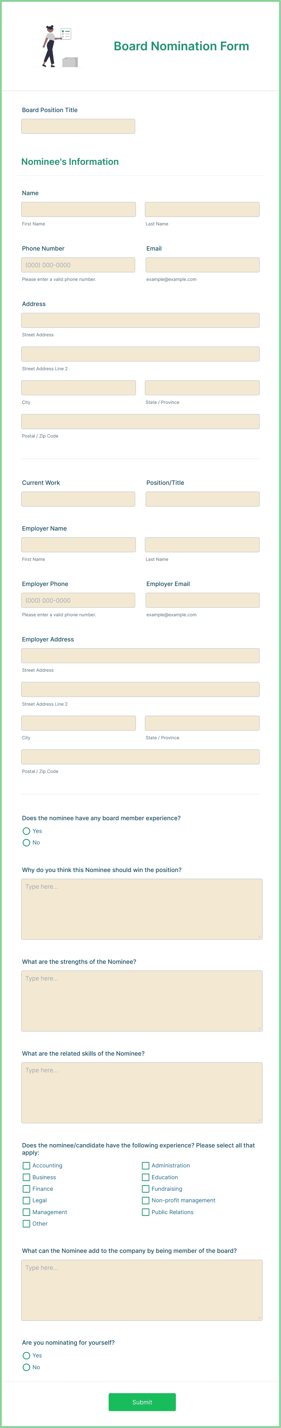 Board Nomination Form Template | Jotform