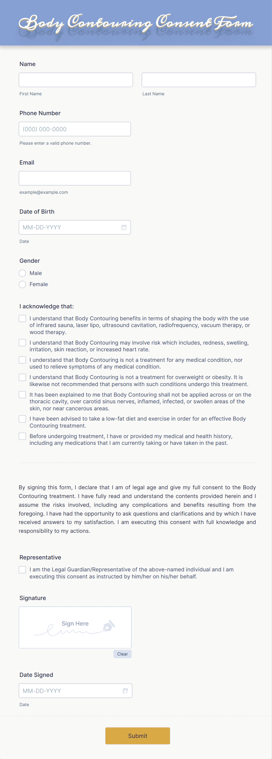 Body Contouring Consent Form Template | Jotform