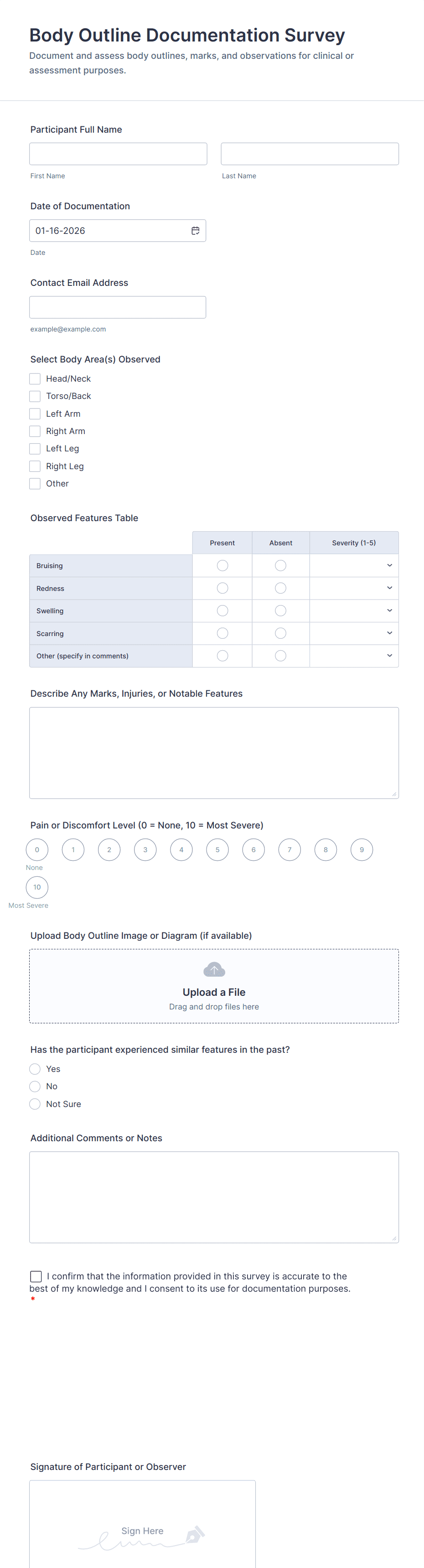 Body Outline Documentation Survey Form Template | Jotform