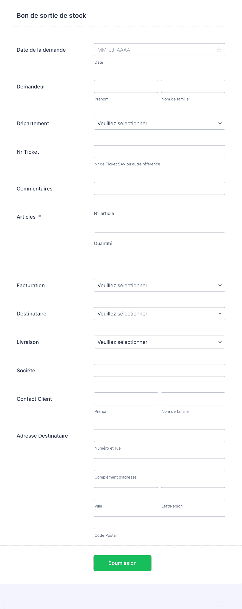 Bon - Sortie de Stock Modèle du formulaire | Jotform
